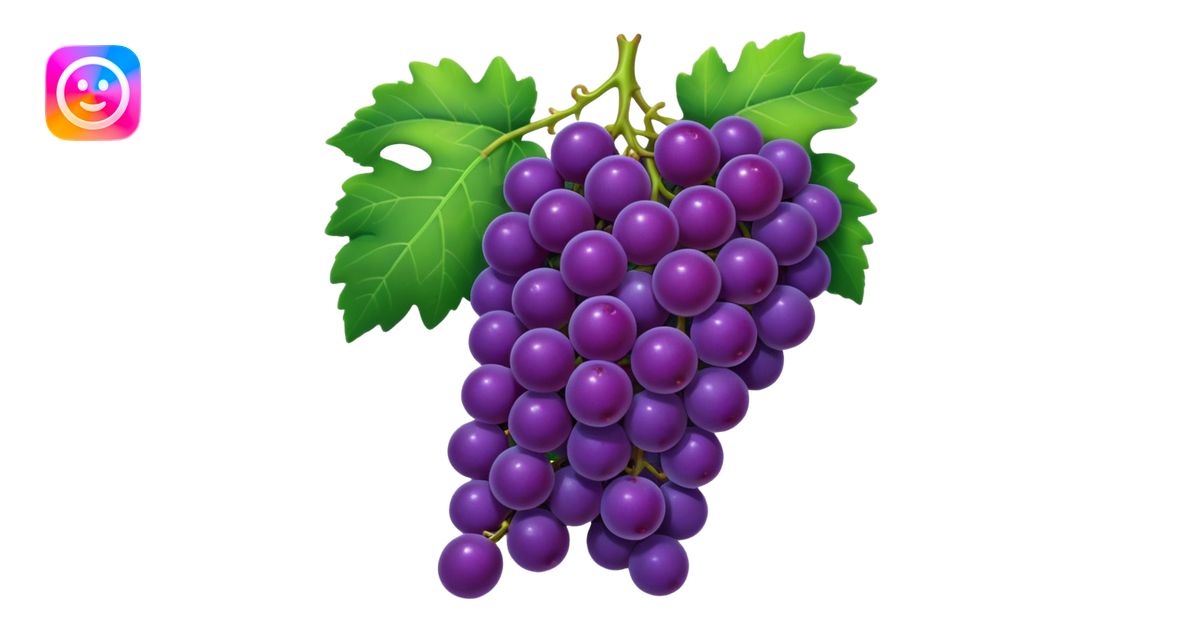 concord grape, cartoonish cluster of purple grapes with a leaf, vibrant ...