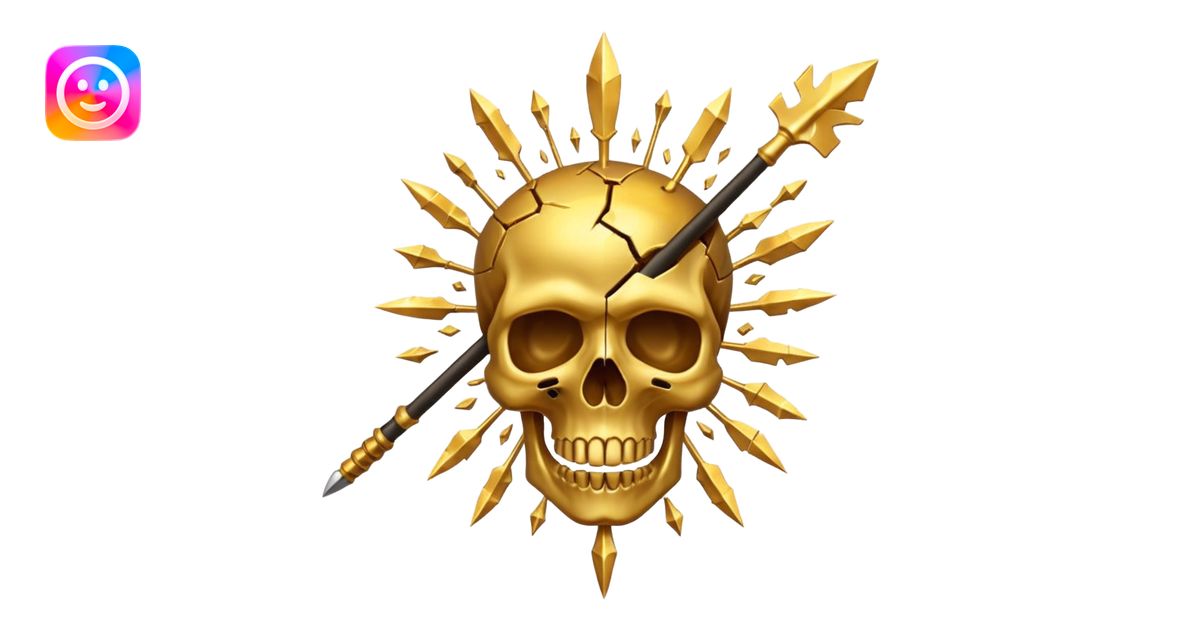 golden skull explode in multiple pieces by a spear emoji | AI Emoji ...