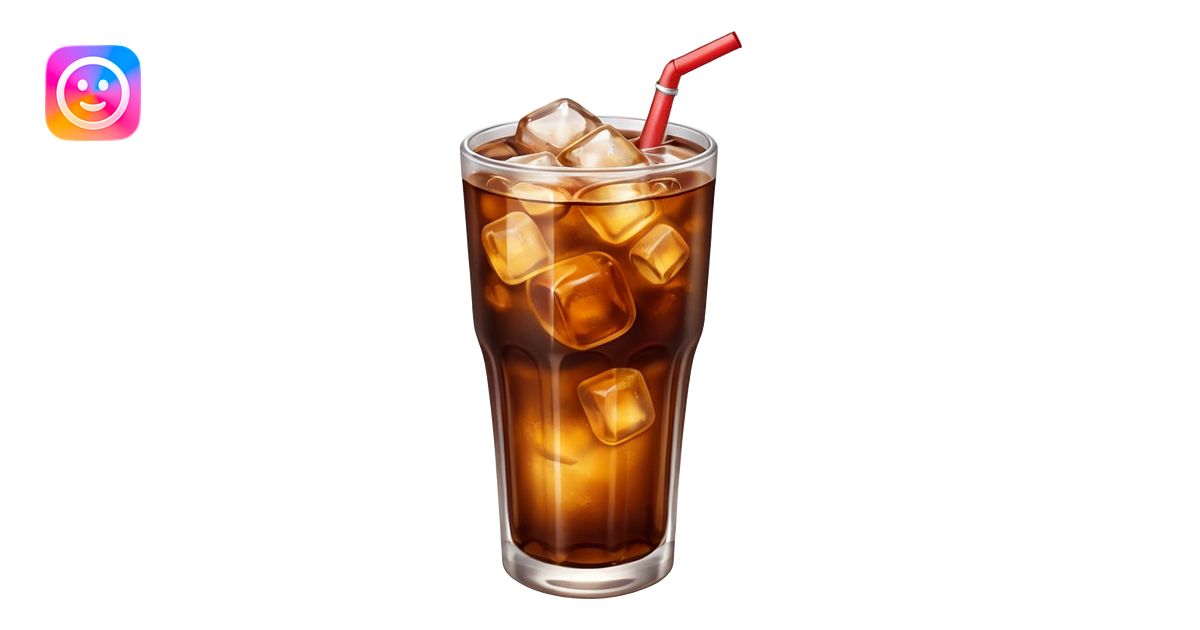 Iced cola emoji, rounded edges, soft highlights emoji | AI Emoji Generator