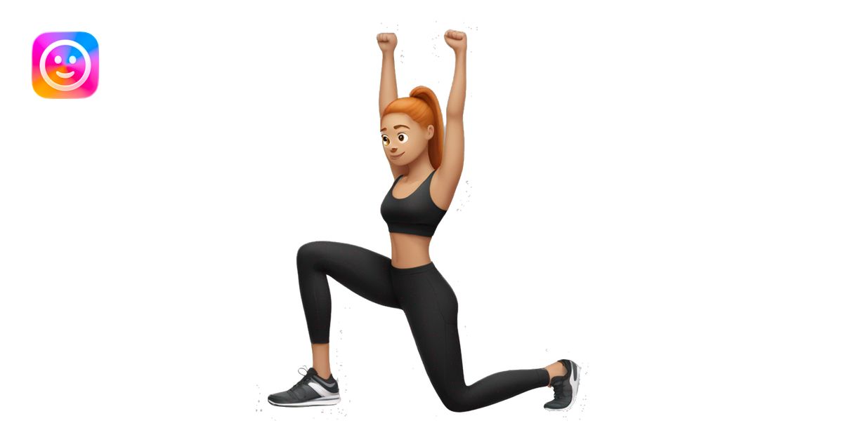 Ginger straight hair girl in black gym fit stretching emoji | AI Emoji ...