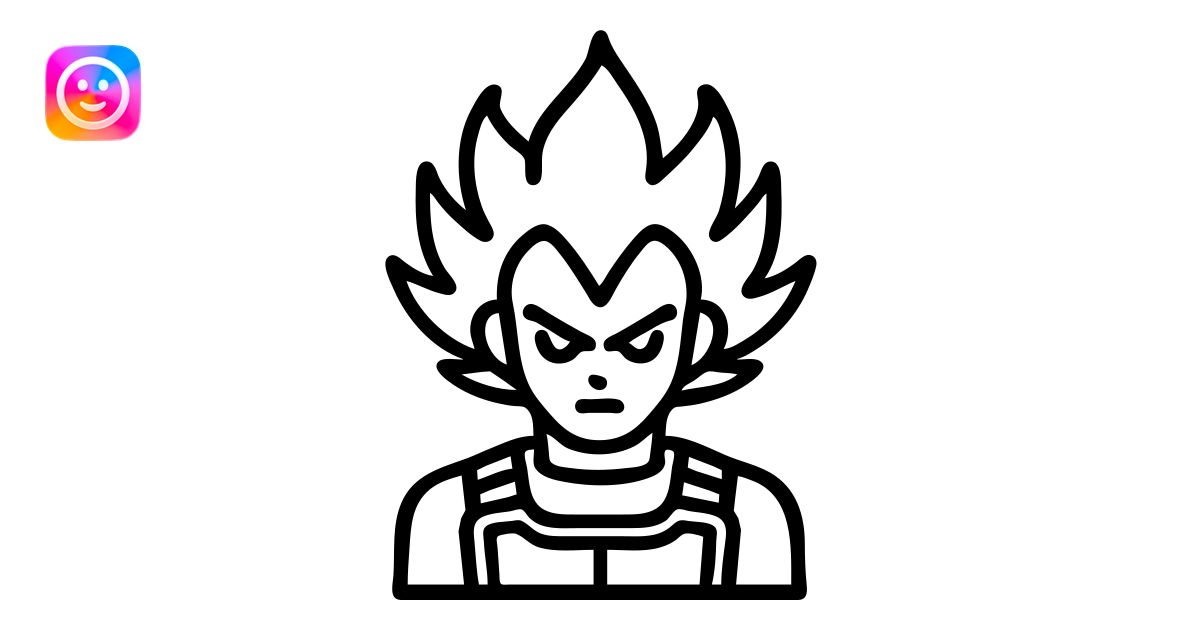 Vegeta in Ultra Ego form, minimalistic icon style, flat colors, clear ...