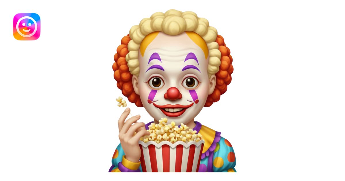 Clown eating popcorn emoji | AI Emoji Generator