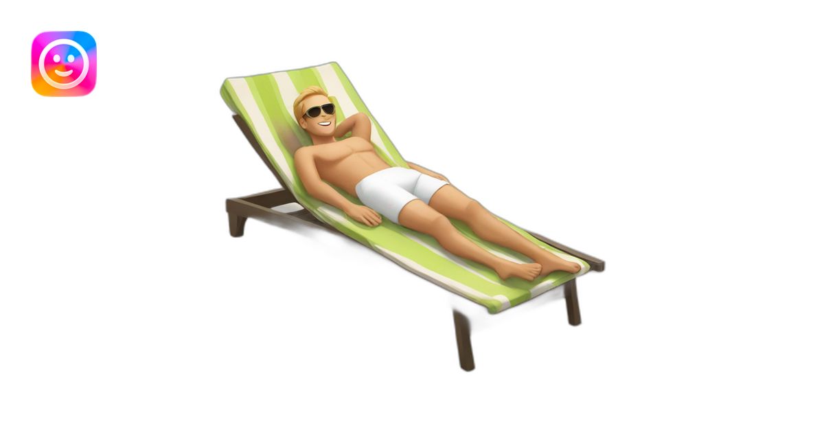 white man laying in sunbed emoji | AI Emoji Generator