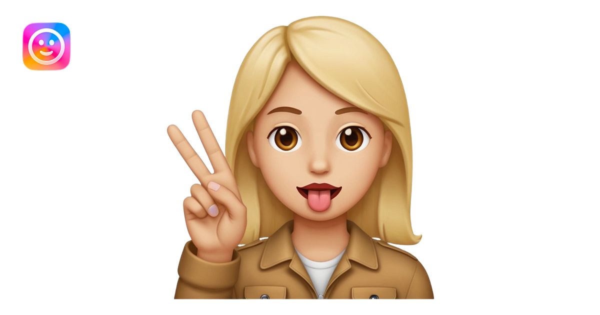 Emoji side eyeing with fingers in a peace sign and tongue sticking out ...