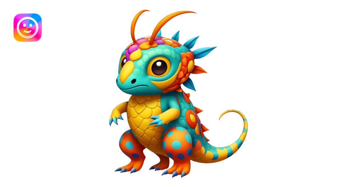 Randomly-colored colorful Fakémon-creature emoji | AI Emoji Generator