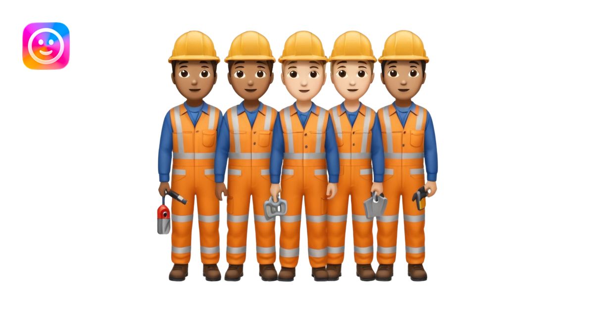 group of multiracial railway engineer standing full body emoji | AI ...