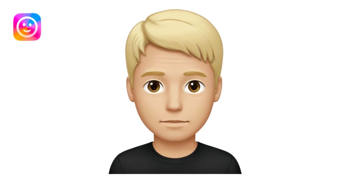 Create a man standing still, doing nothing, with blond hair and a black ...