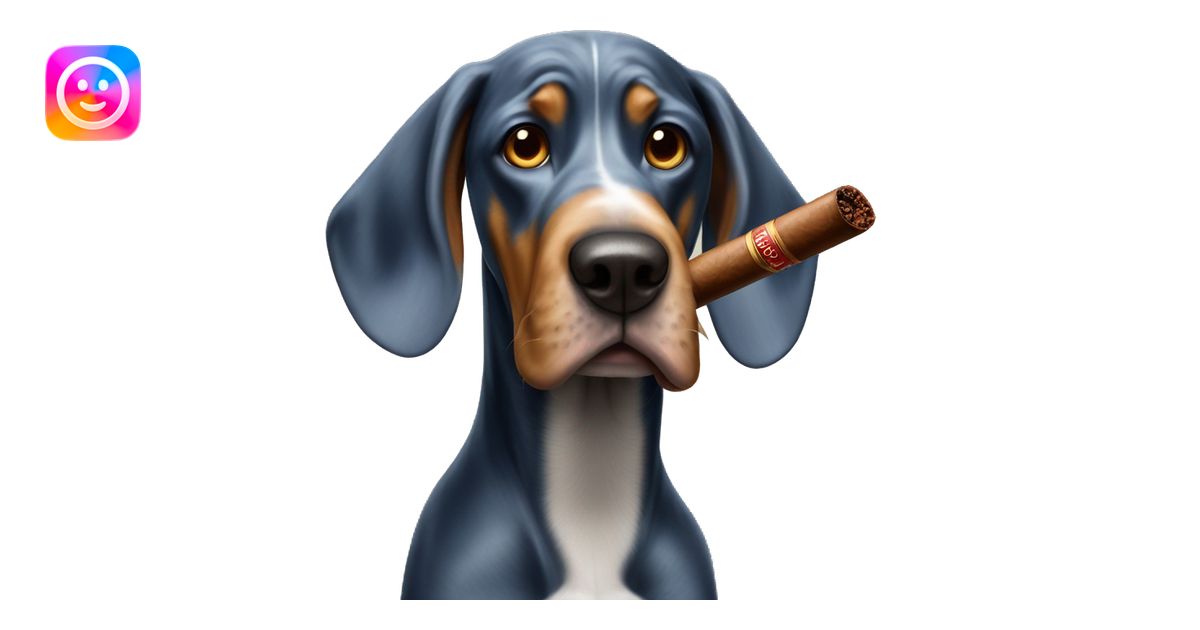 Blue tick hound with a cigar emoji | AI Emoji Generator