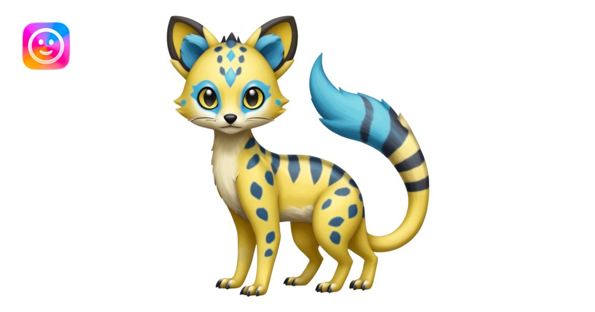Colorful Yellow Meloetta-Civet-Sergal-Genet-Pokémon-Digimon-Fakémon ...