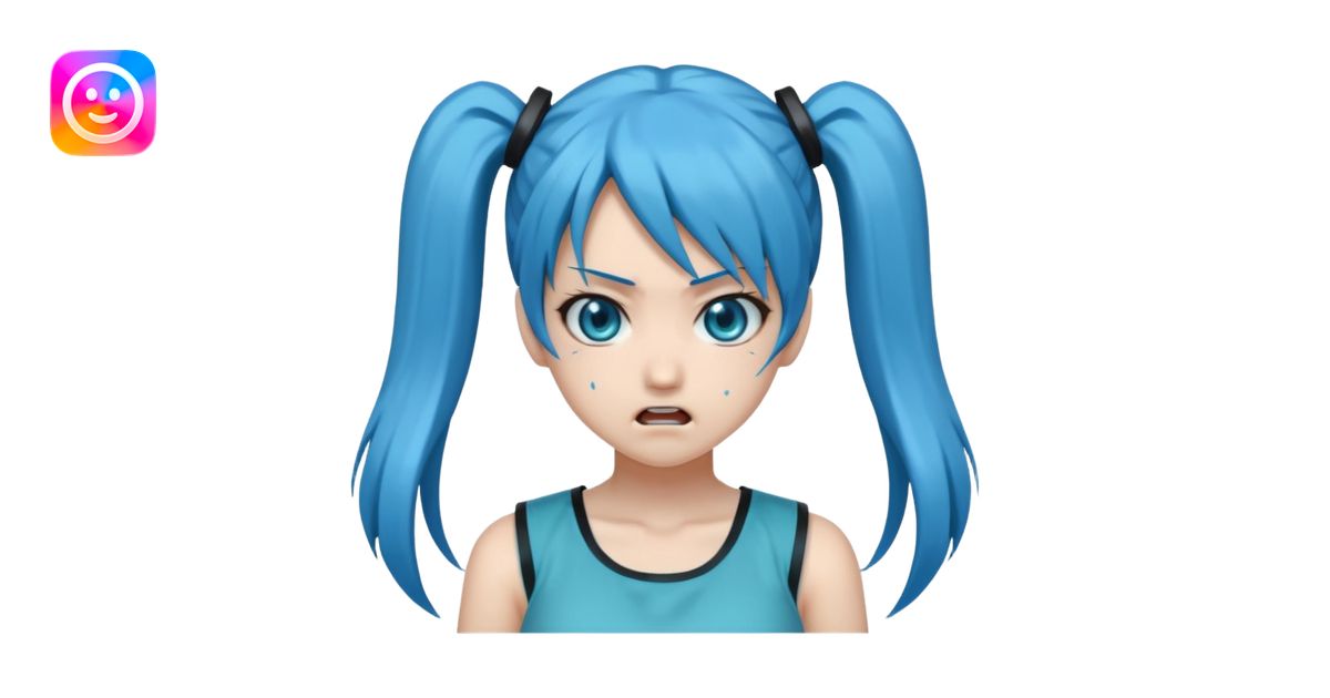 Hatsune Miku angry twintail emoji | AI Emoji Generator
