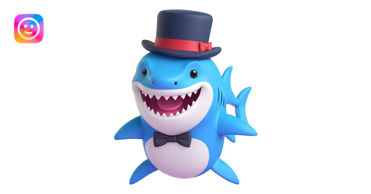cute shark in a top hat, looking dapper emoji | AI Emoji Generator