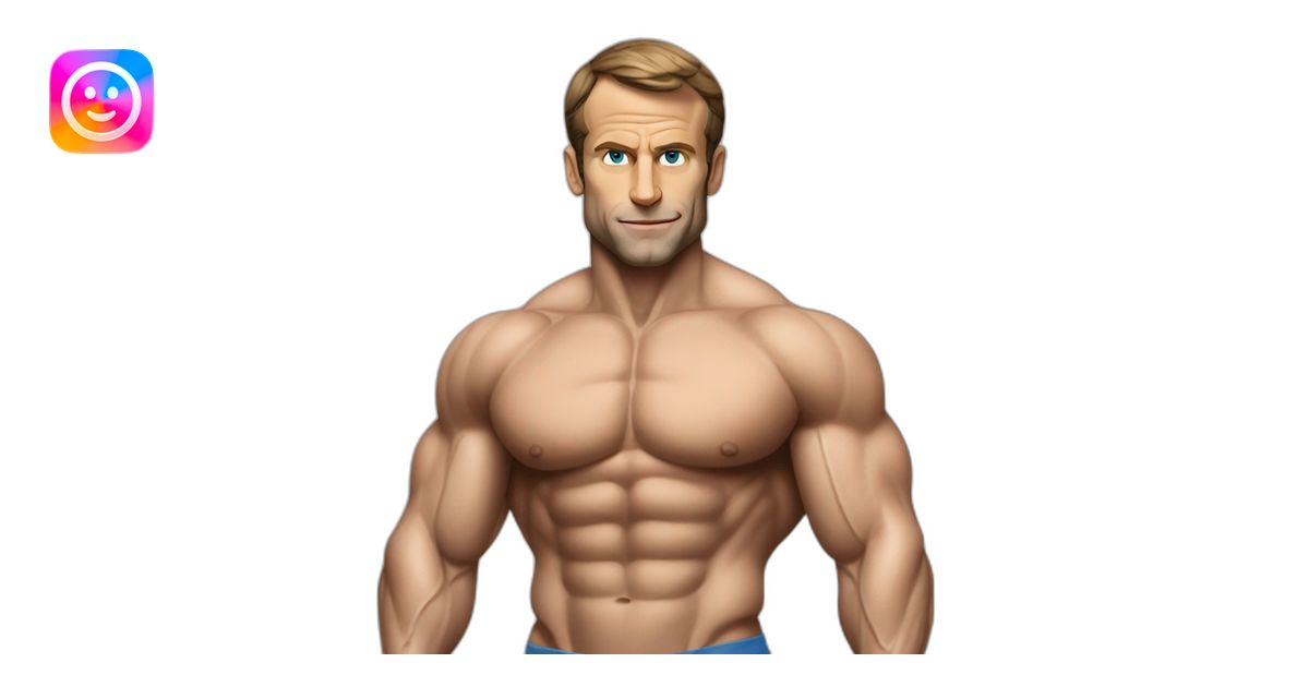 Macron bodybuilding emoji | AI Emoji Generator