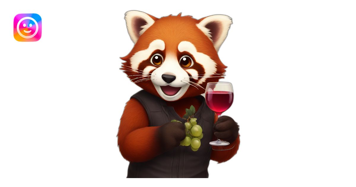 Drunk red panda with wine emoji | AI Emoji Generator