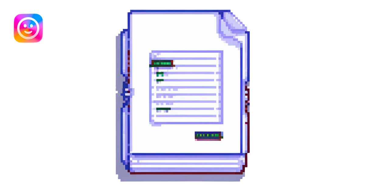 pixel art style stack of scanned documents with pixelated text ...