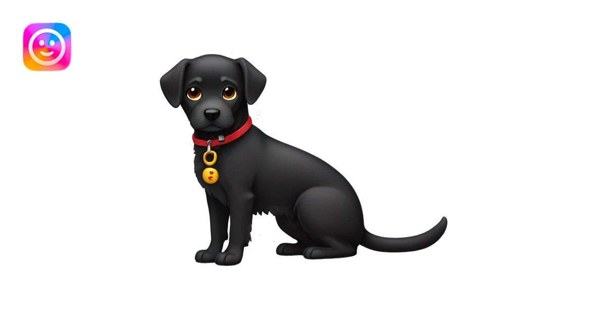 Perrito negro con moño rojo emoji | AI Emoji Generator