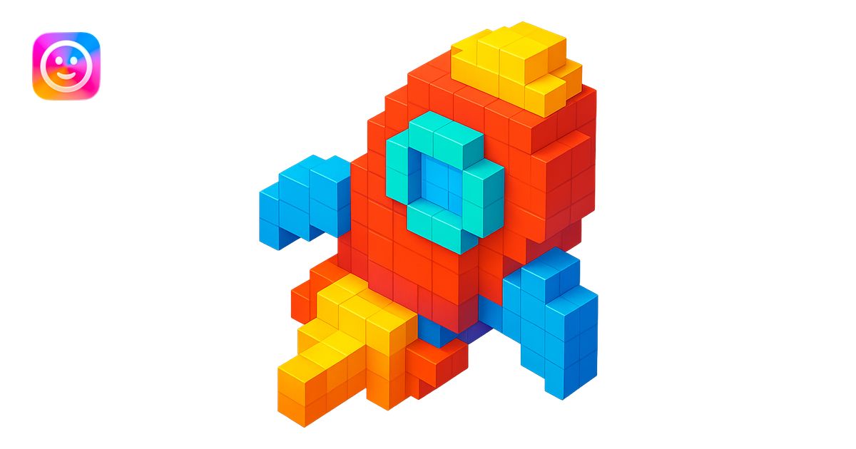 voxel style rocket ship, isometric view 3D illustration | AI Emoji ...