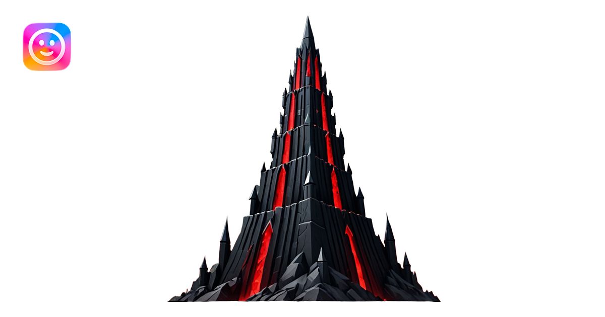 Barad Dúr from Lord of the Rings, Dark, giant Tower, with red beams ...