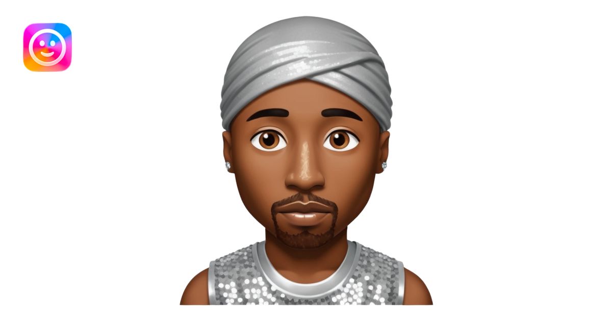 Tupac with silver sequin outfit emoji | AI Emoji Generator