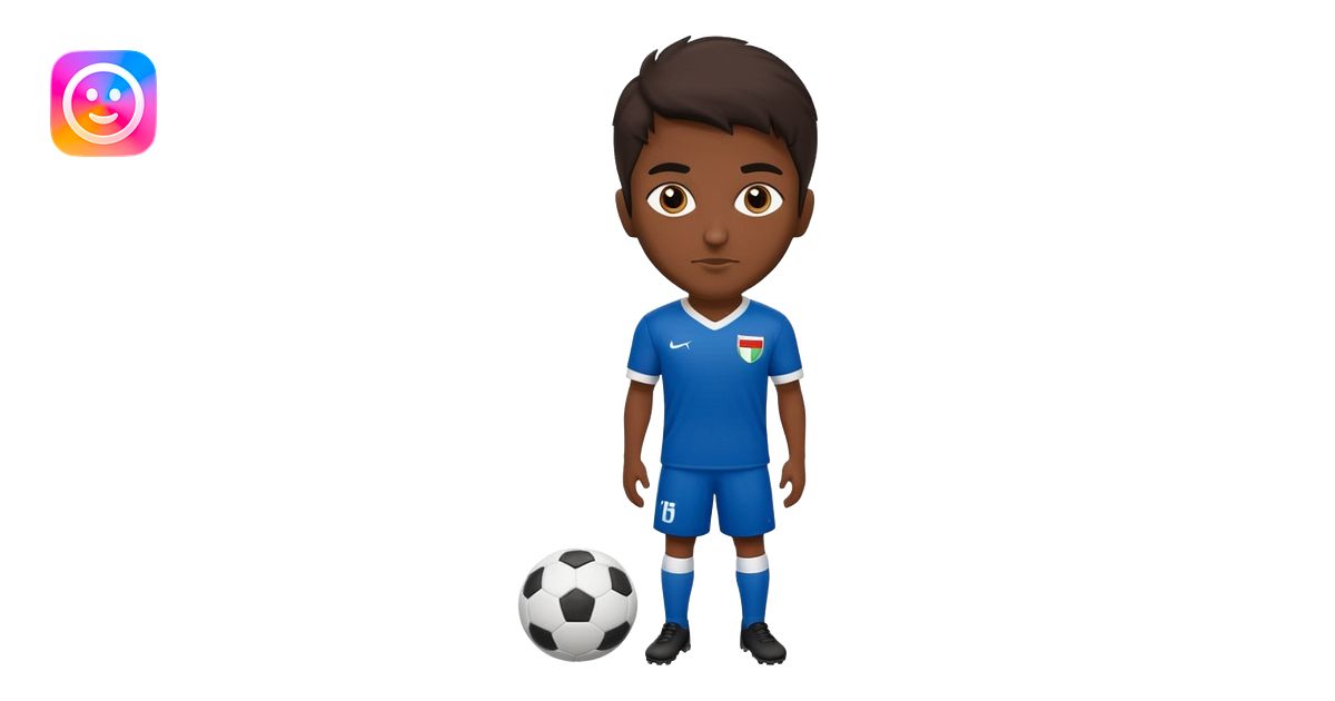 Persian soccer player in full soccer team kit without soccer ball emoji ...