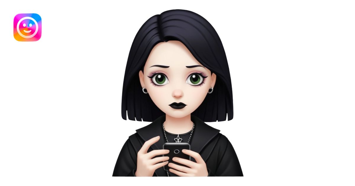 goth scrolling on phone emoji | AI Emoji Generator