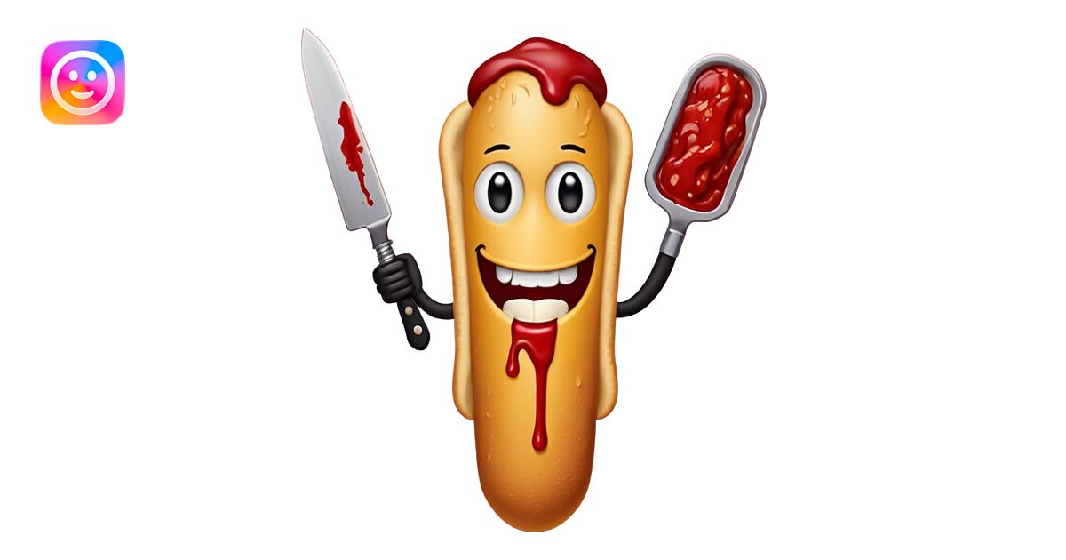 evil murderous corndog emoji | AI Emoji Generator