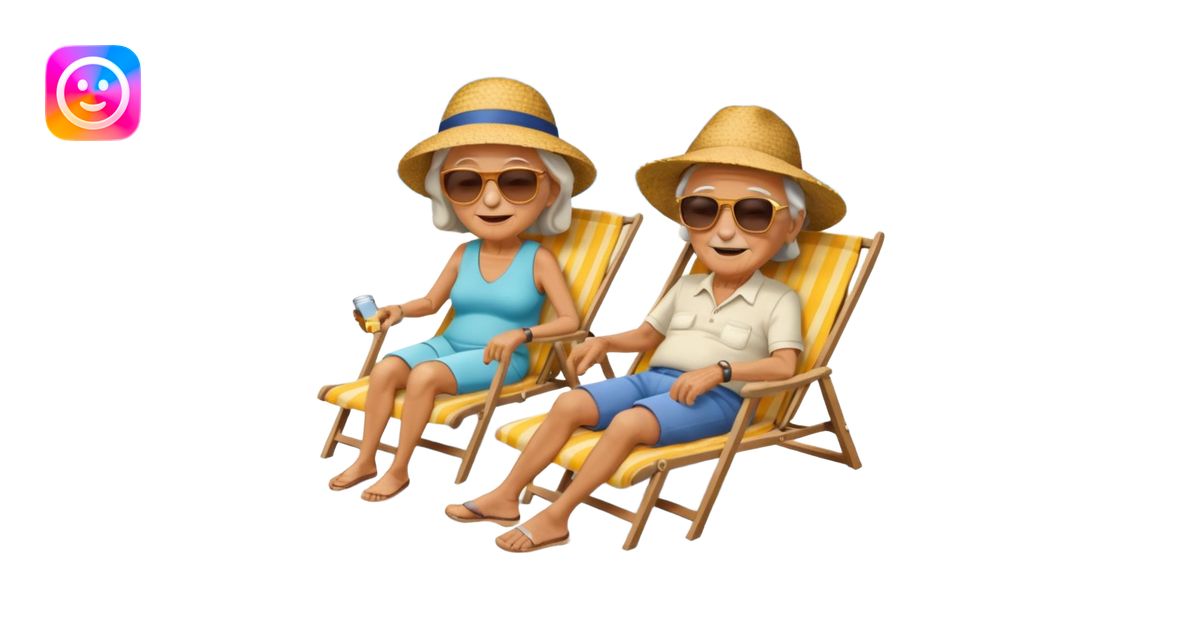 an emoji that shows elderly one woman and one man, both are retired and ...