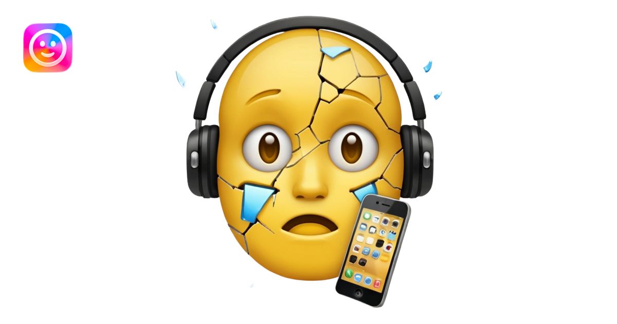 Yellow emoji circle face with broken phones emoji | AI Emoji Generator
