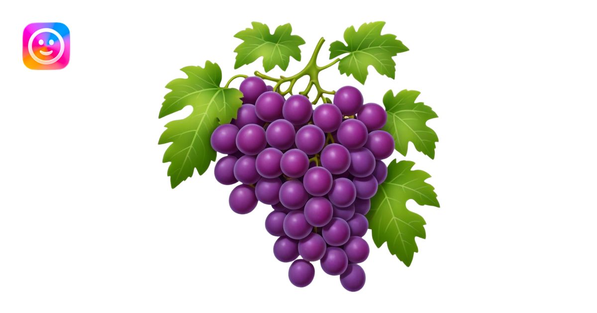 An emoji of a cluster of grapes on a vine, representing winemaking in ...