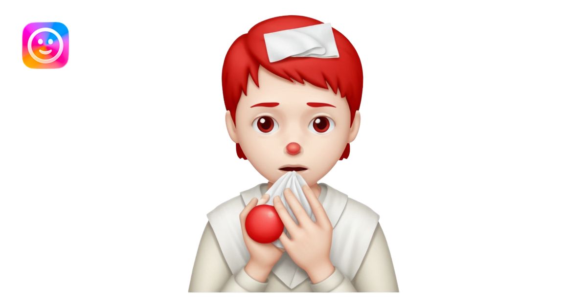sick person with tissue on nose, fever and red nose. emoji | AI Emoji ...