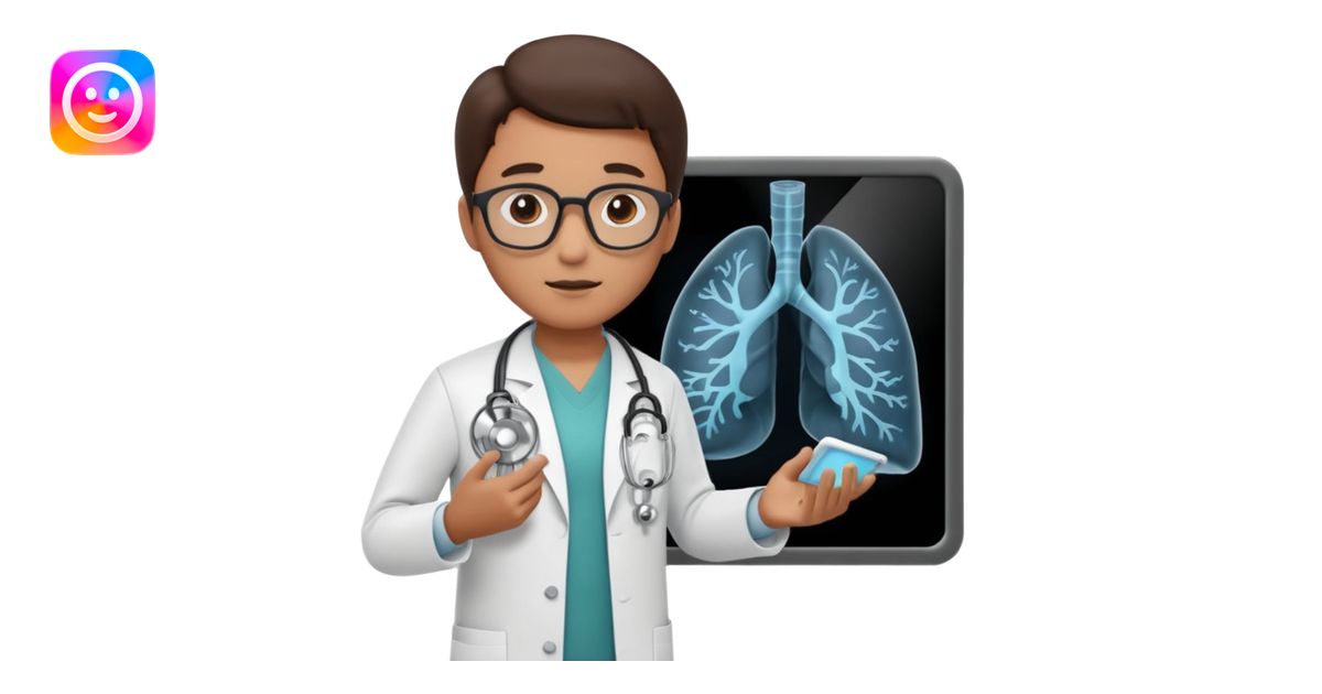 A 3D cartoon doctor examining a lung X-ray on a lightboard, medical ...