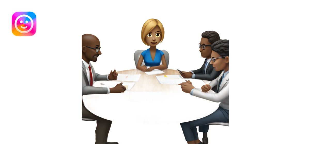 group discussion in a modern office emoji | AI Emoji Generator