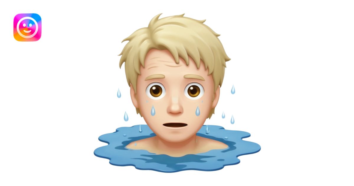apple style emoji of a man with his face in a puddle after falling ...