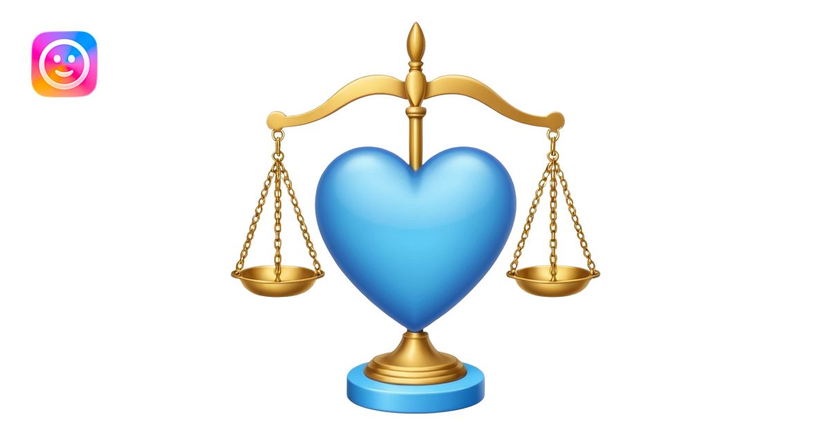 Blue heart with scales of justice emoji | AI Emoji Generator