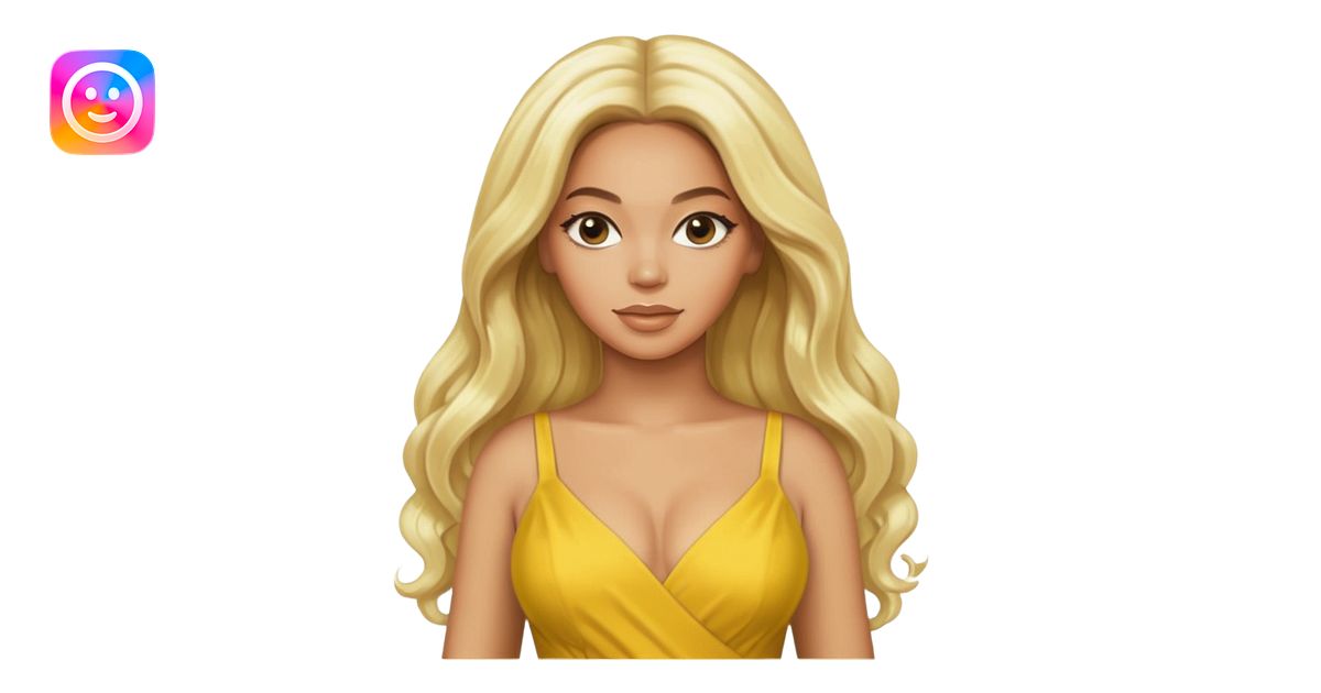 Beyonce with platinum blonde long hair, yellow outfit emoji | AI Emoji ...