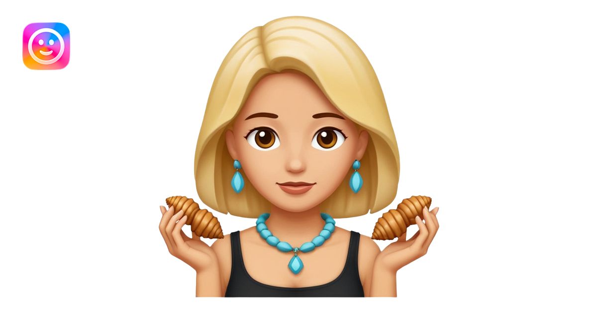 Mujer con collares de conchas emoji | AI Emoji Generator
