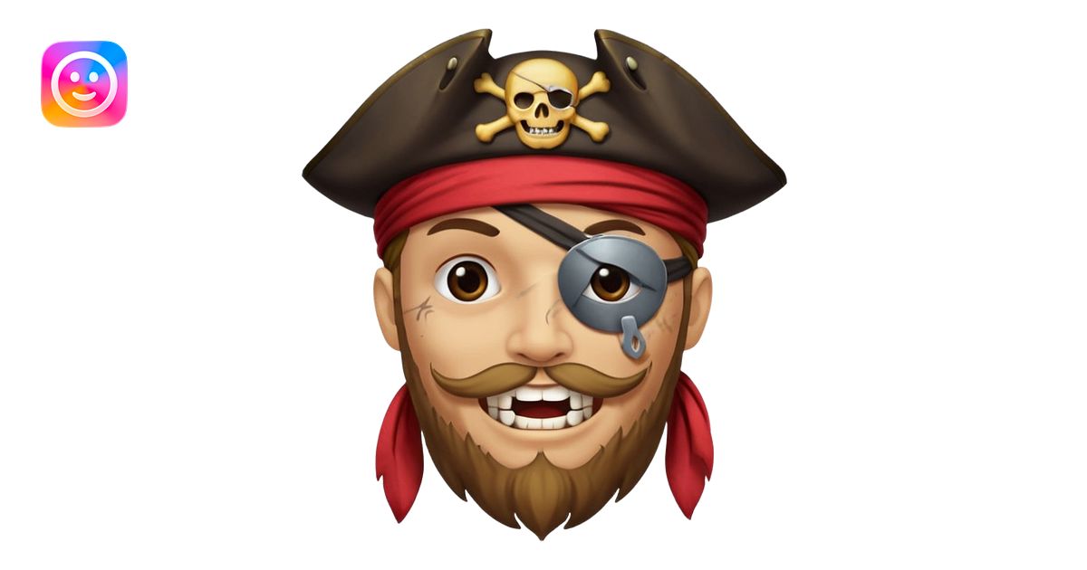 Pirate with smiley face and a eyepatch and make with one tooth emoji ...