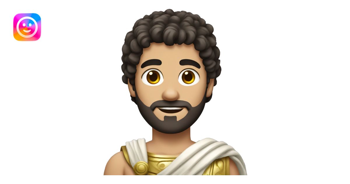 Greek guy toga dark hair emoji | AI Emoji Generator