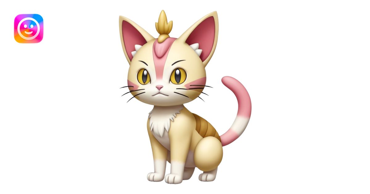 Skitty-Meowth-Pokémon-Fakémon-hybrid-creature (full body) emoji | AI ...