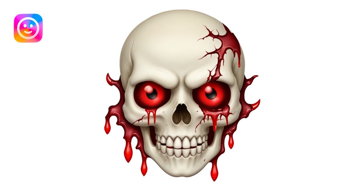 Bleeding skull with glowing red eyes and a sinister smile emoji | AI ...