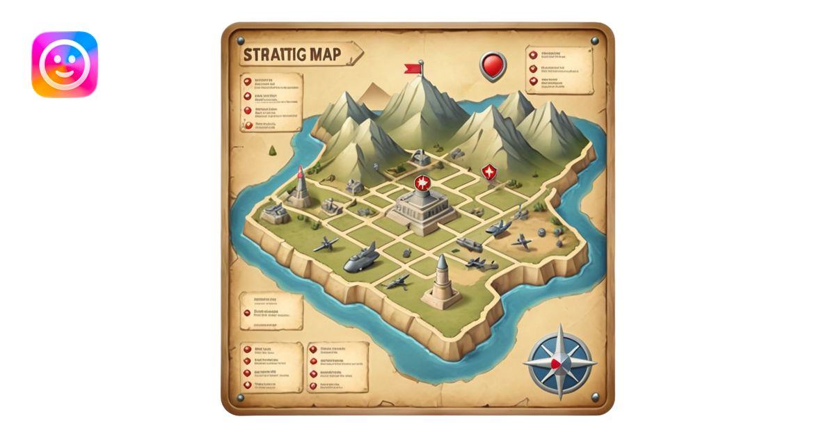 strategic military map with military objects emoji | AI Emoji Generator