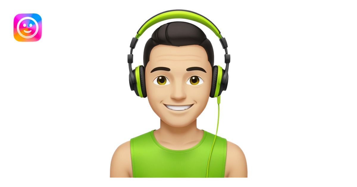 yellow-skinned guy head with slicked back black undercut hair and neon ...
