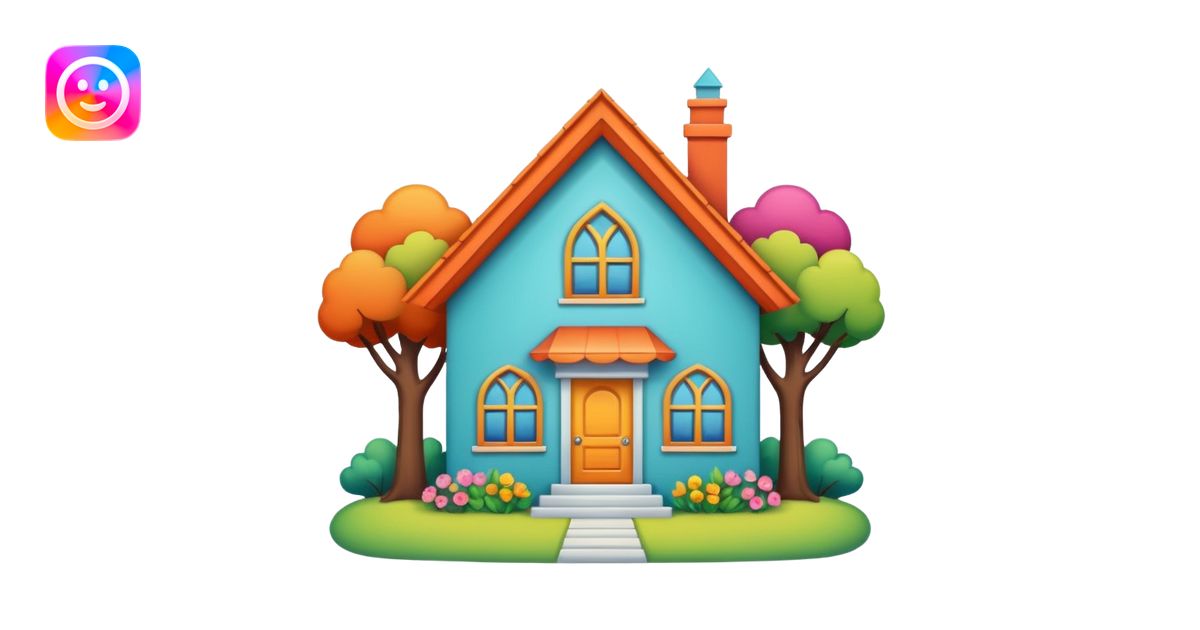 Cartoonish home with white border emoji | AI Emoji Generator
