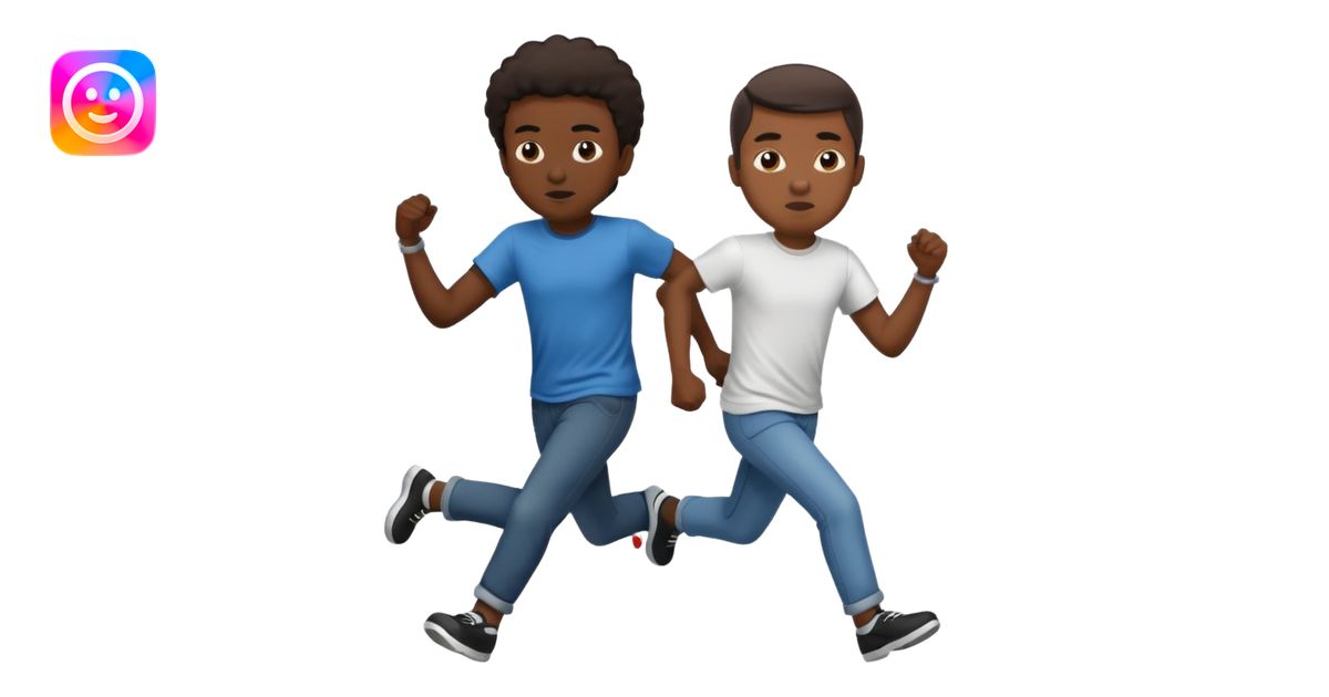 black man chasing a kid emoji | AI Emoji Generator