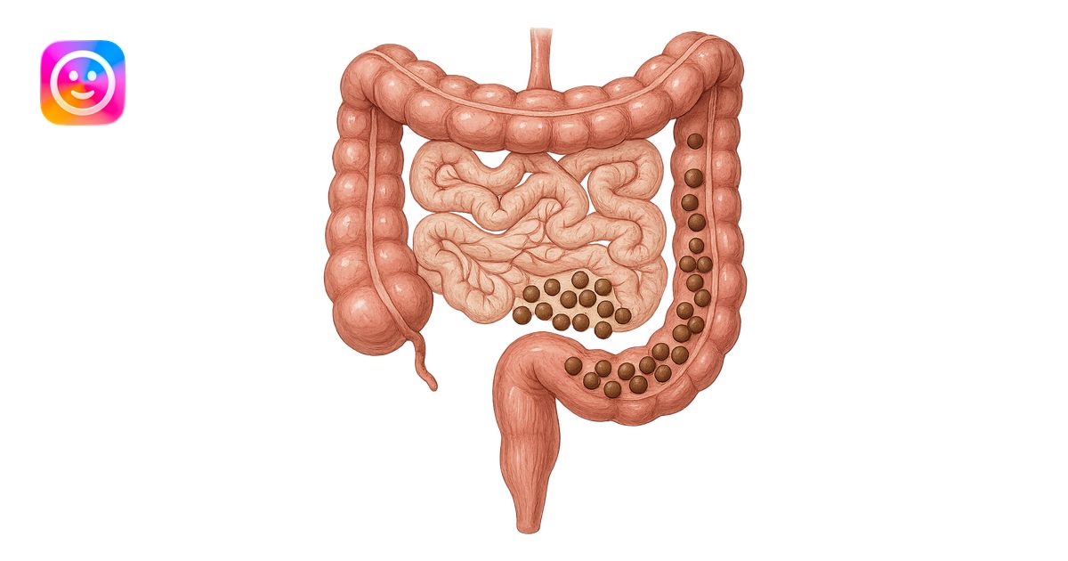 intestino umano anatomico con feci a palline image | AI Emoji Generator