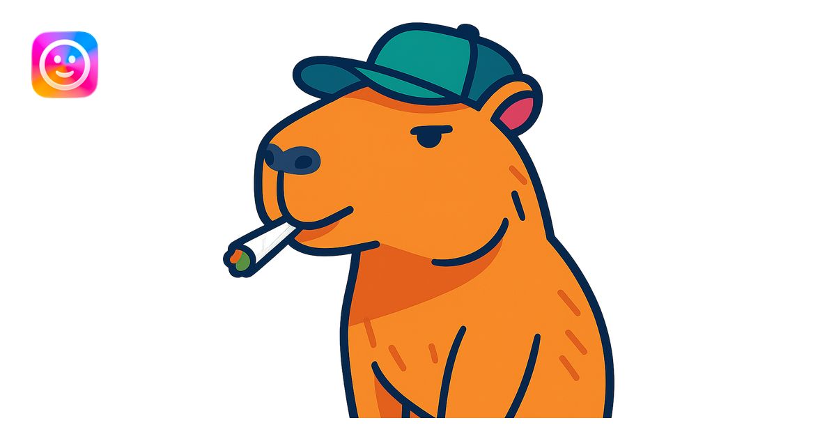 a capybara with a hand-rolled weed joint in its mouth, chill vibe ...