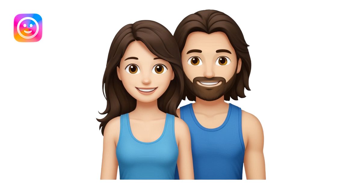 Brunette woman pegs long haired man emoji | AI Emoji Generator