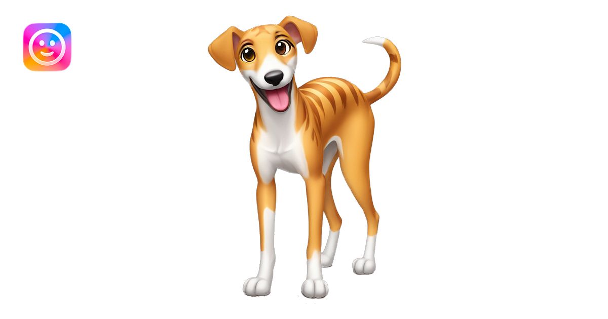 Fawn tiger greyhound with tongue out emoji | AI Emoji Generator