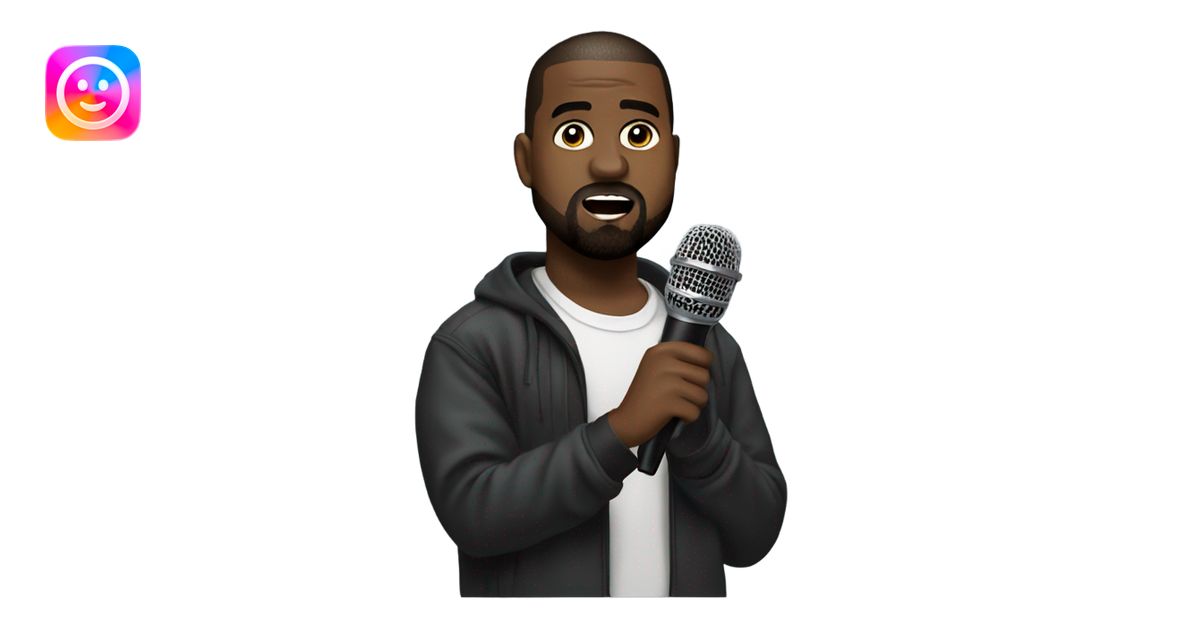 Kanye west holding a microphone emoji | AI Emoji Generator