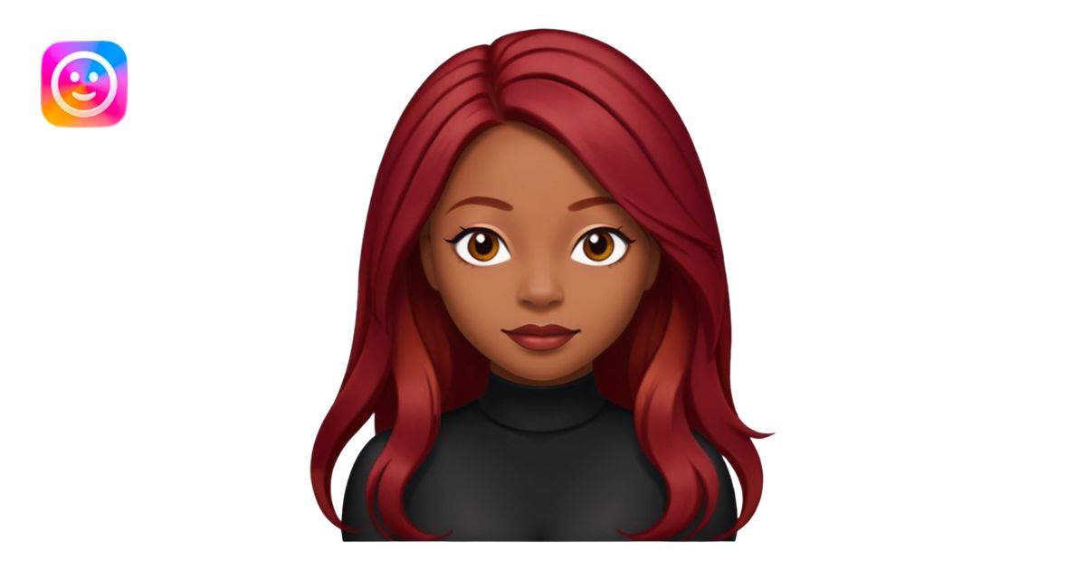 LaTavia Robeson with long dark red hair emoji | AI Emoji Generator