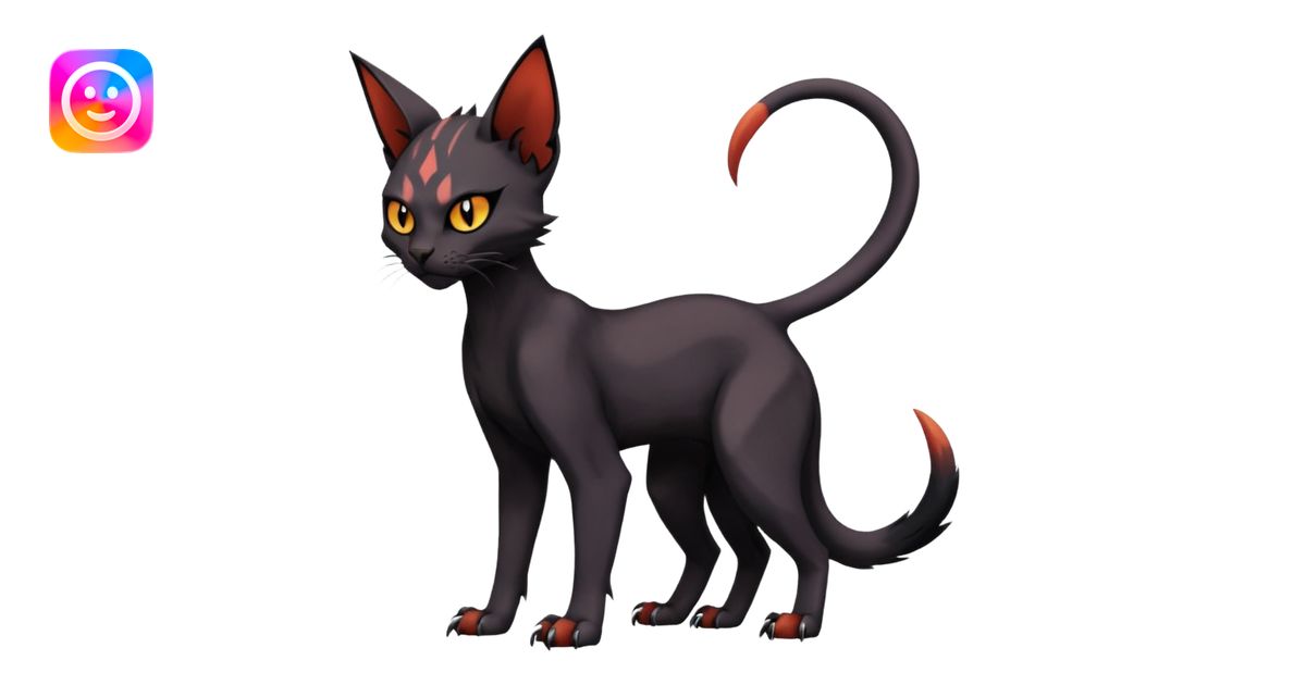 Black edgy Noivern-Torracat-Sphynx-Lykoi-Caracal-cat-Fakemon full-body ...